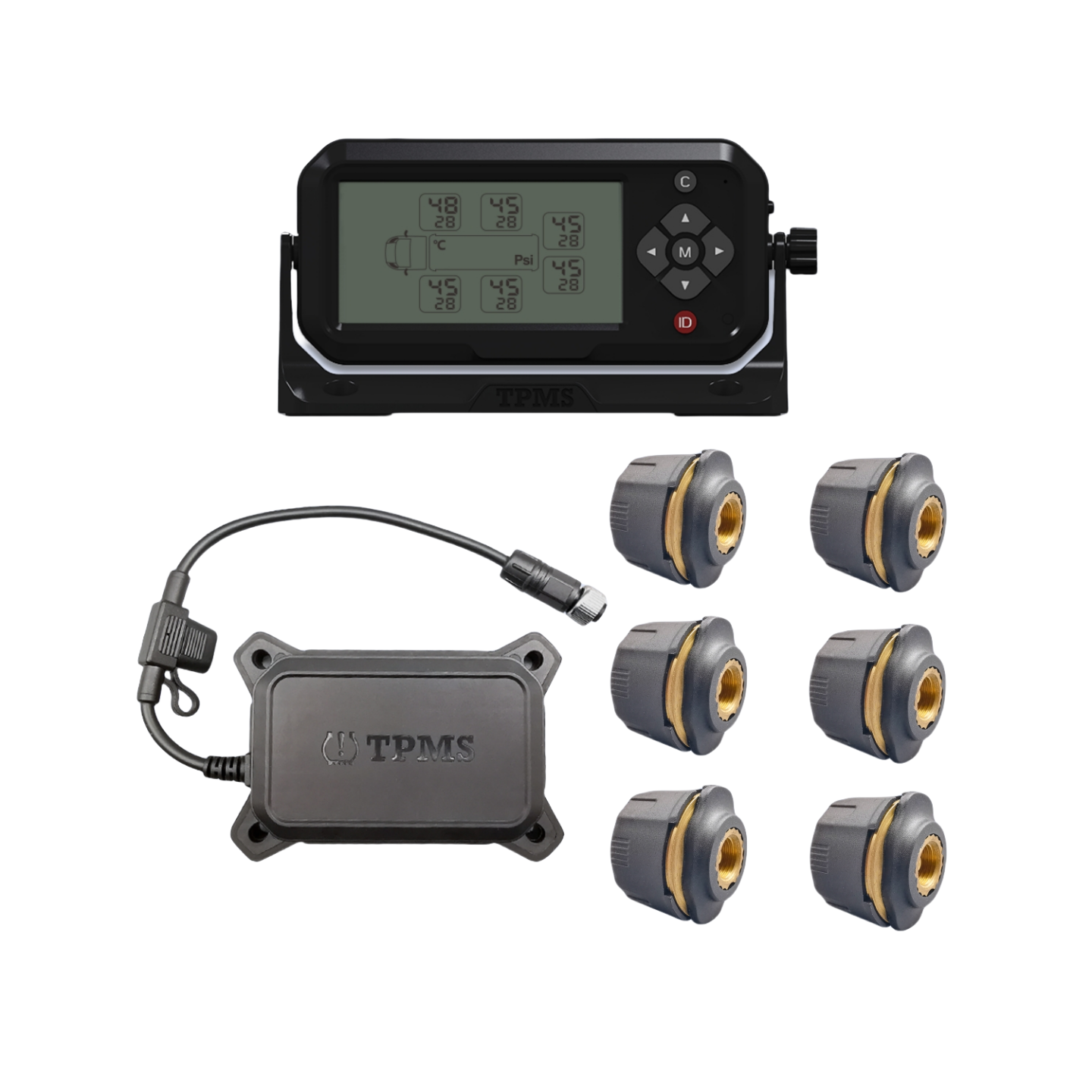 Custom RV Caravan 8mm tire valve external sensor 6 Wheels TPMS 8Bar ...